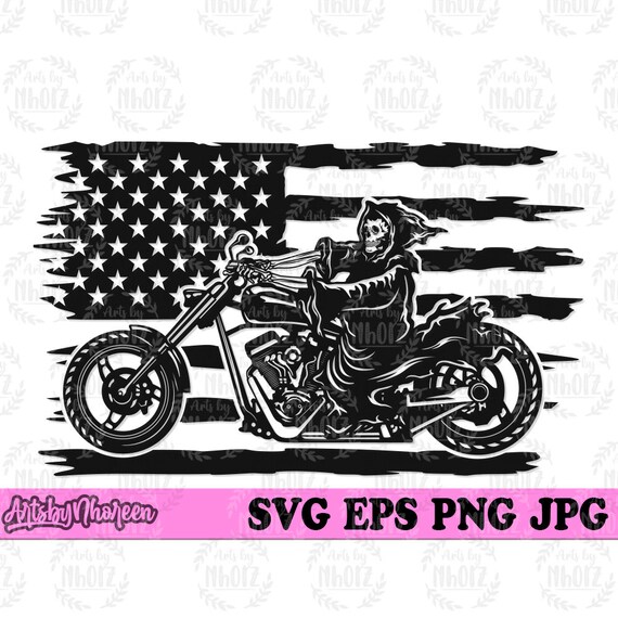US Grim Biker Skull Svg Bike Rally Clipart Rider Dad Cut - Etsy