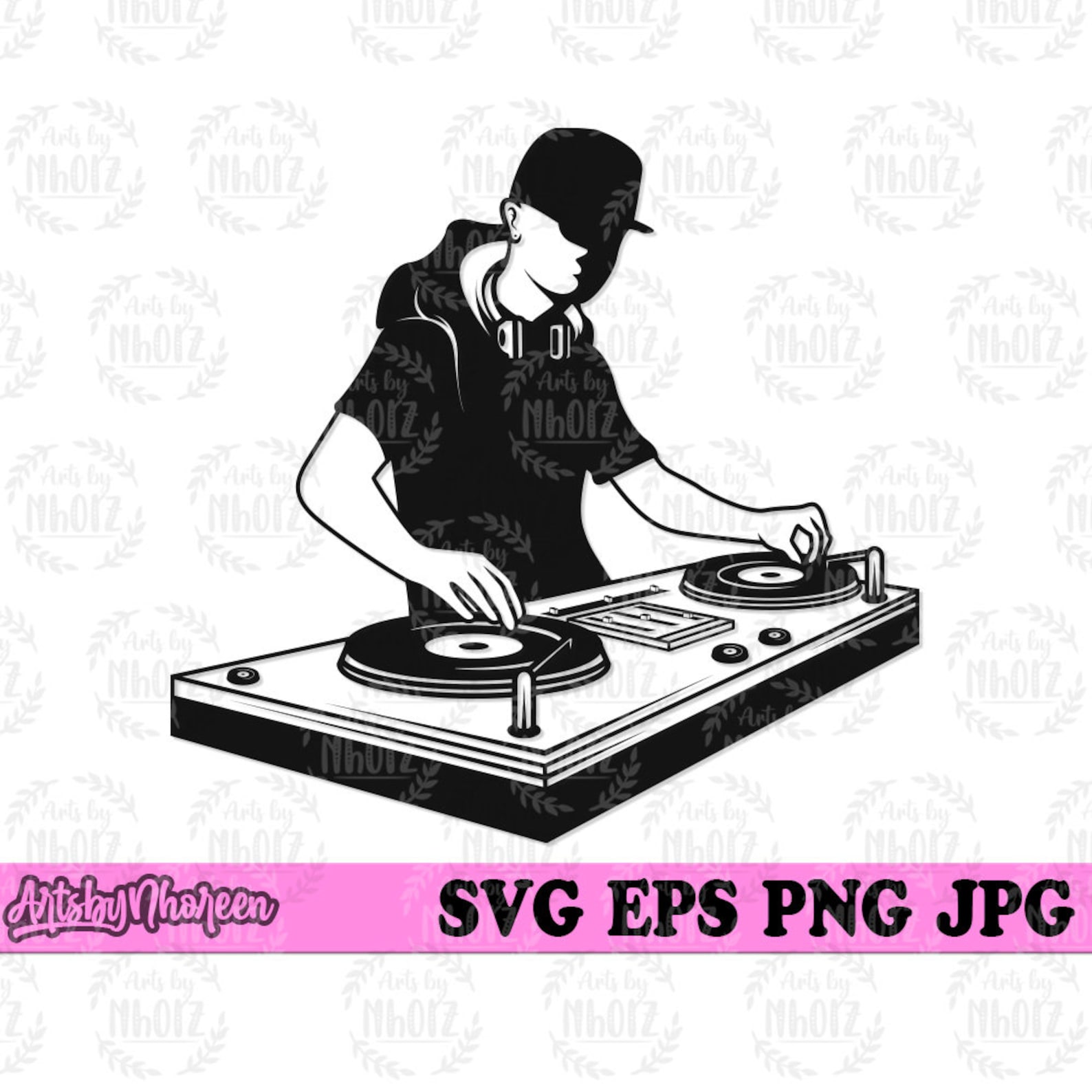 DJ Svg Disc Jockey Cut File Male Turntable Mixer Clipart | Etsy