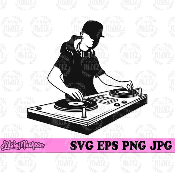 DJ Svg Disc Jockey Cut File Male Turntable Mixer Clipart | Etsy