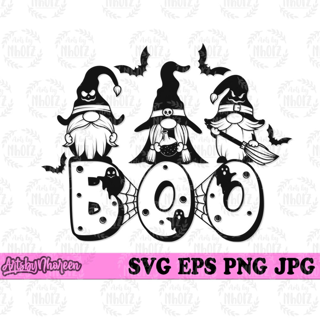 Boo Halloween Gnomes Svg, Scary Gnomes Clipart, Haunted Elves Cut File ...