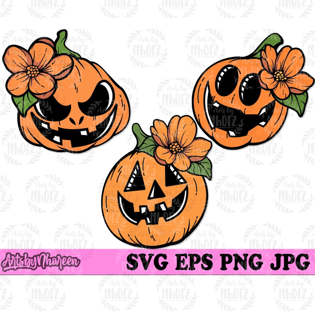 3 Cute Pumpkin SVG Bundle, Halloween PNG Bundle, Fall Season Dxf ...