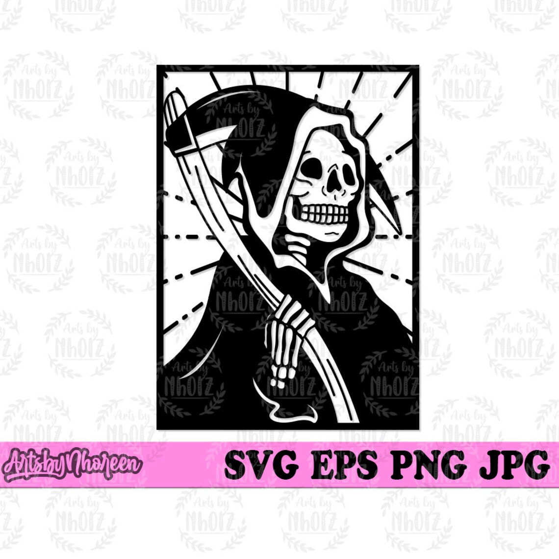 Grim Skull Svg Grim Reaper Sneak Clipart Horror Halloween - Etsy