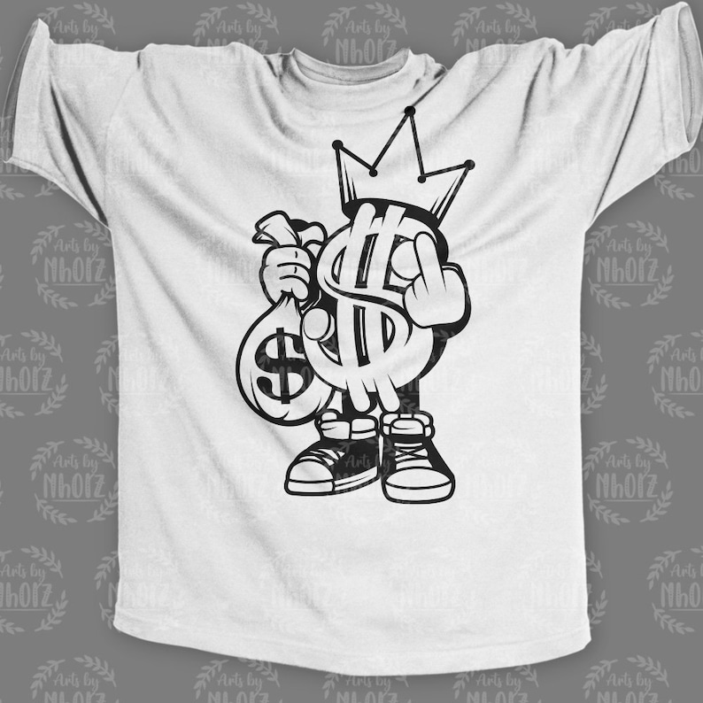 King Money Middle Finger Svg, US Dollar Sign Clipart, Money Bag Cut ...