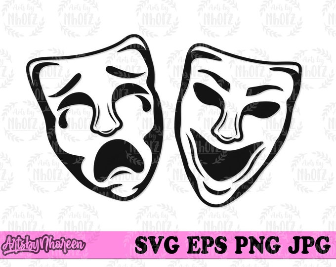 Smile Now Cry Later Svg Theater Mask Clipart Happy and Sad - Etsy