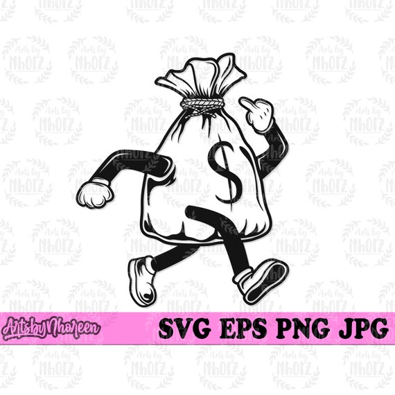 Money Running Svg Penny Bah Mascot Clipart US Dollar Sign - Etsy