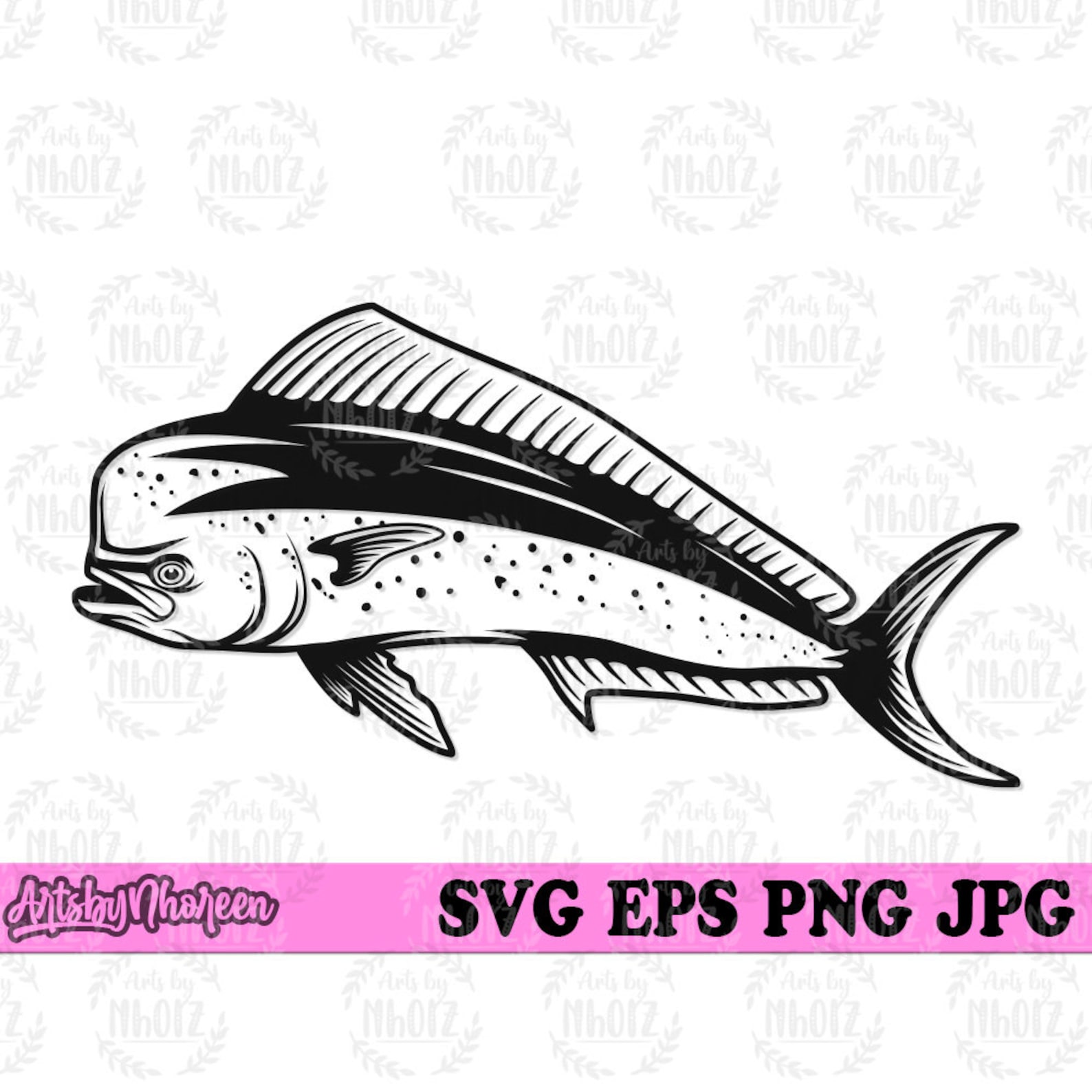 Mahi Fish Svg, Salt Water Fishing Clipart, Dorado Cut File, Angler Dad ...