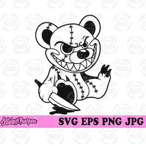 Scary Teddy Svg, Horror Stuffed Toy Clipart, Halloween Shirt Png ...