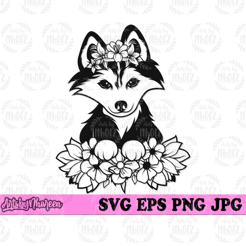 Cute Floral Wolf Svg Flower Fox Clipart Woodland Animal - Etsy