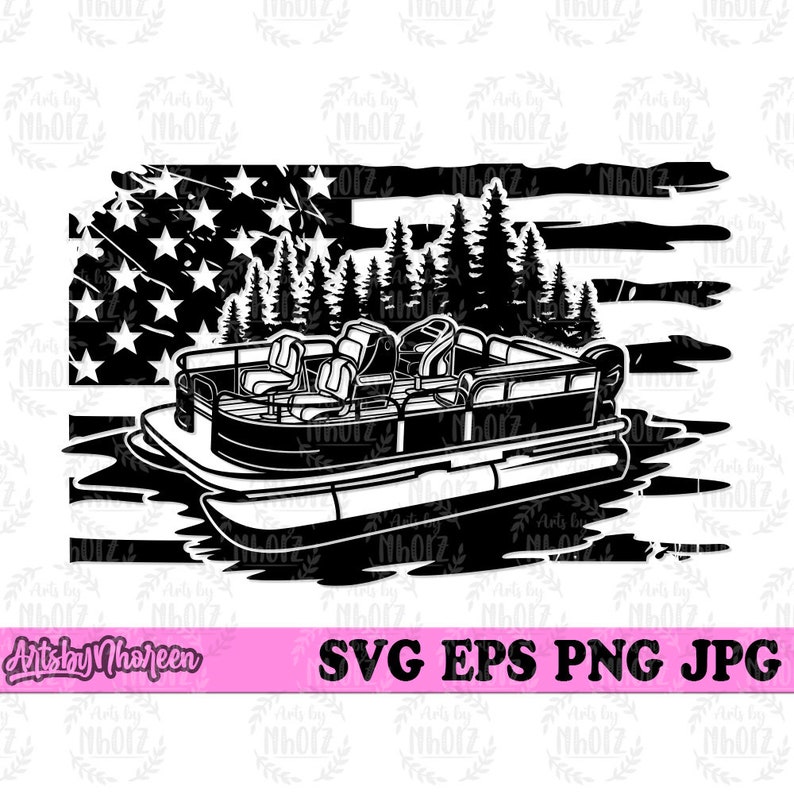 US Pontoon Boat Svg Angler Dad Clipart Fishing Boat Stencil - Etsy