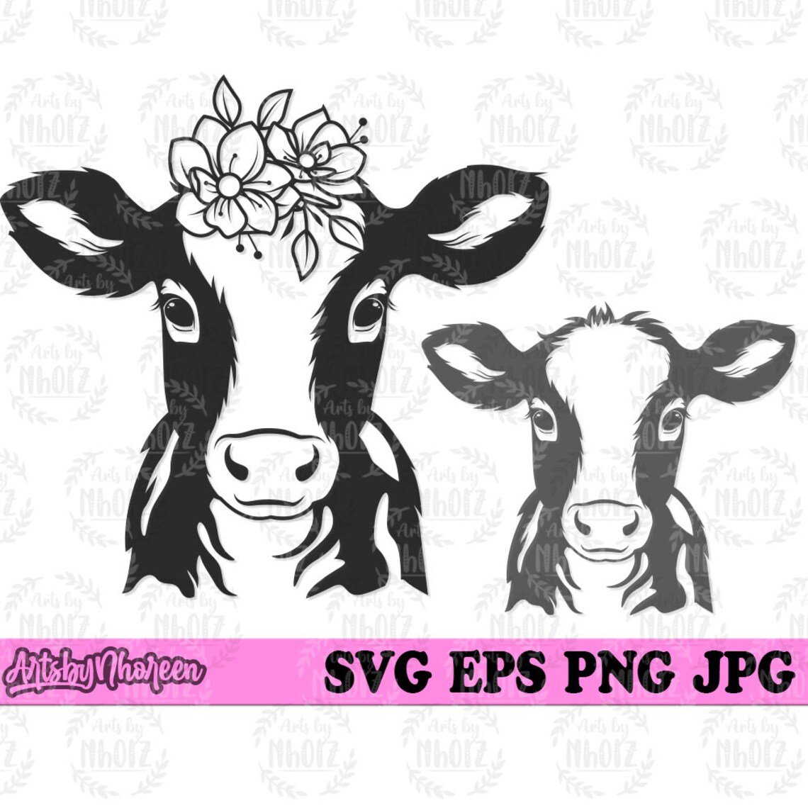 Cute Calf Svg Floral Cow Head Svg Cow Clipart Baby Animal - Etsy