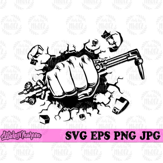 Smashed Wall Welder Svg Cracked Wall Stencil Welding Torch | Etsy