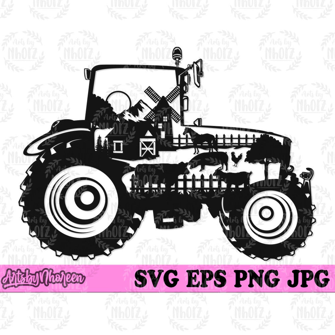 Tractor Farm Scene Svg, Farming Dad Clipart, Farm Life Shirt Png ...