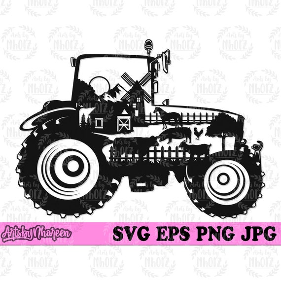 Tractor Farm Scene Svg Farming Dad Clipart Farm Life Shirt - Etsy