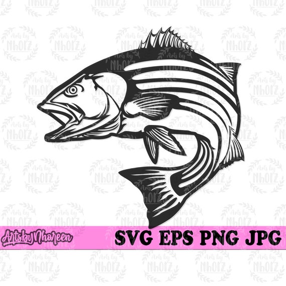 Striped Bass Fish Svg Bass Svg Lake Fishing Clipart River | Etsy Australia