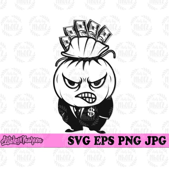Money Bag Mascot Mafia Svg Angry Man Clipart Hipster Boss - Etsy