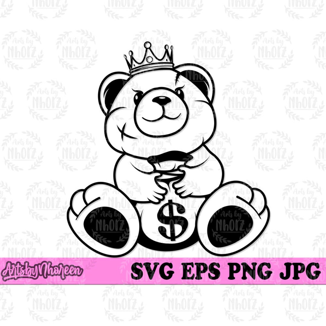 Teddy Money King Svg, Hipster Teddy Clipart, Gangster Bear Cut File ...