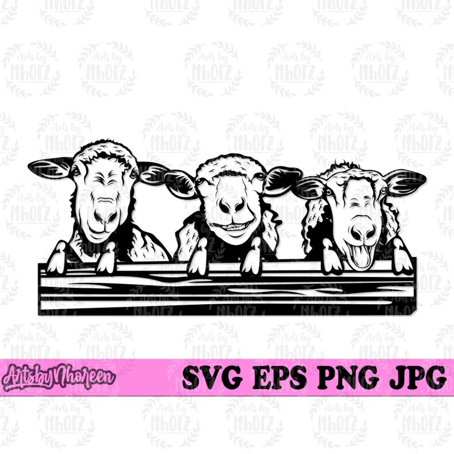 3 Funny Sheep Peeking Svg Farm Animal Clipart Sheep Barn - Etsy