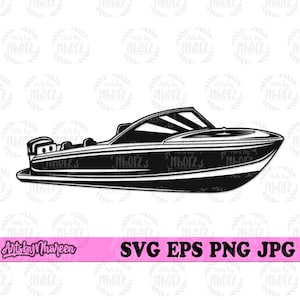 Speedboat Svg, Speedboat Clipart, Ship Yard Owner Monogram, Fishing ...