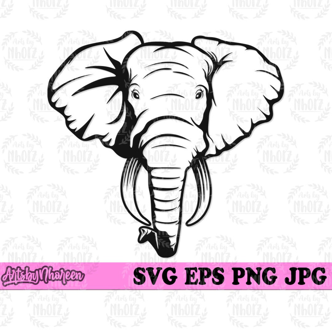 Elephant Head Svg, Big Ears Animal Clipart, Safari Wild Cut File, Zoo ...