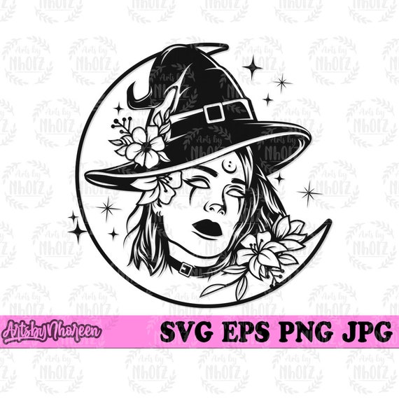 Witch Moon Svg Witchcraft Clipart Pretty Halloween Mom Life - Etsy