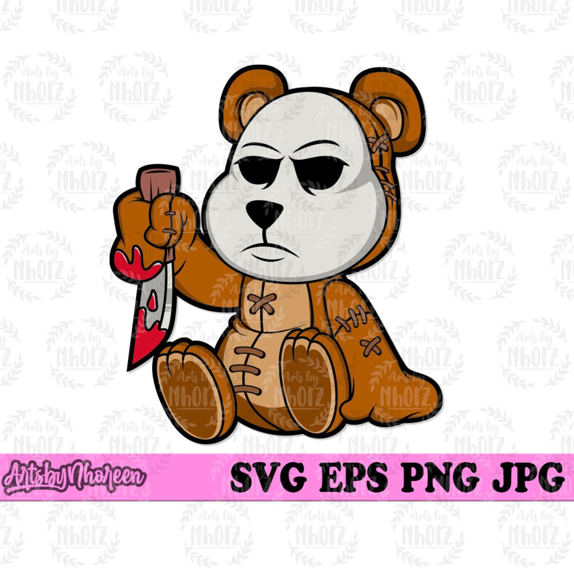 Scary Teddy Killer Svg Teddy Bear With Knife Clipart Scary - Etsy