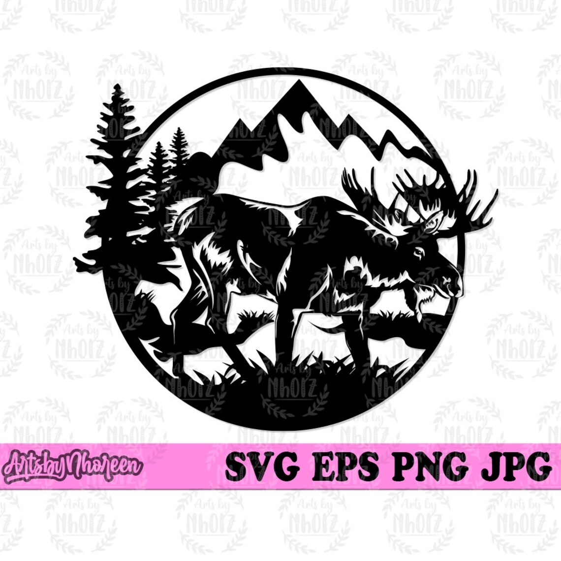 Moose Scene Svg Moose Clipart Wild Animal Svg Moose | Etsy