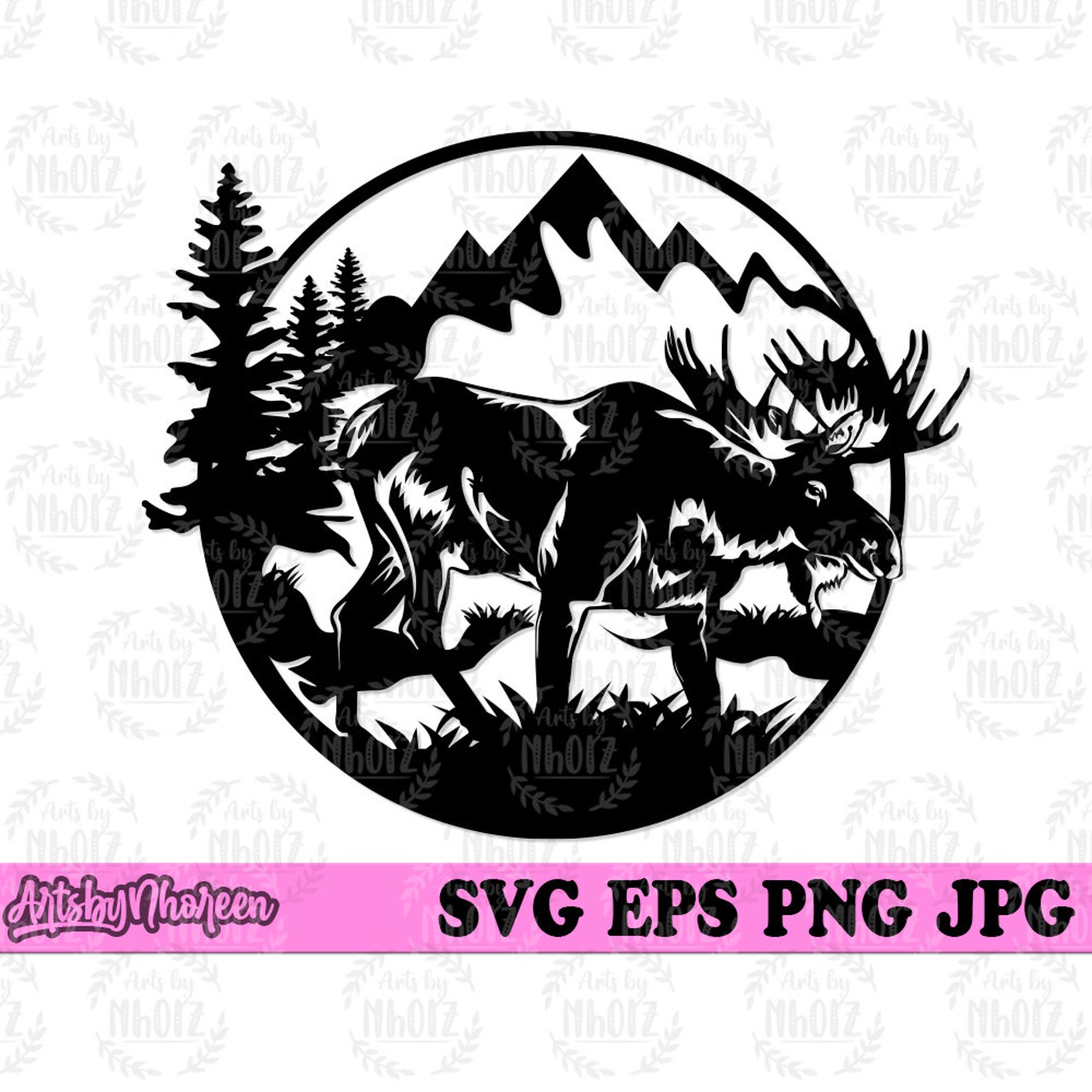 Moose Scene Svg Moose Clipart Wild Animal Svg Moose | Etsy