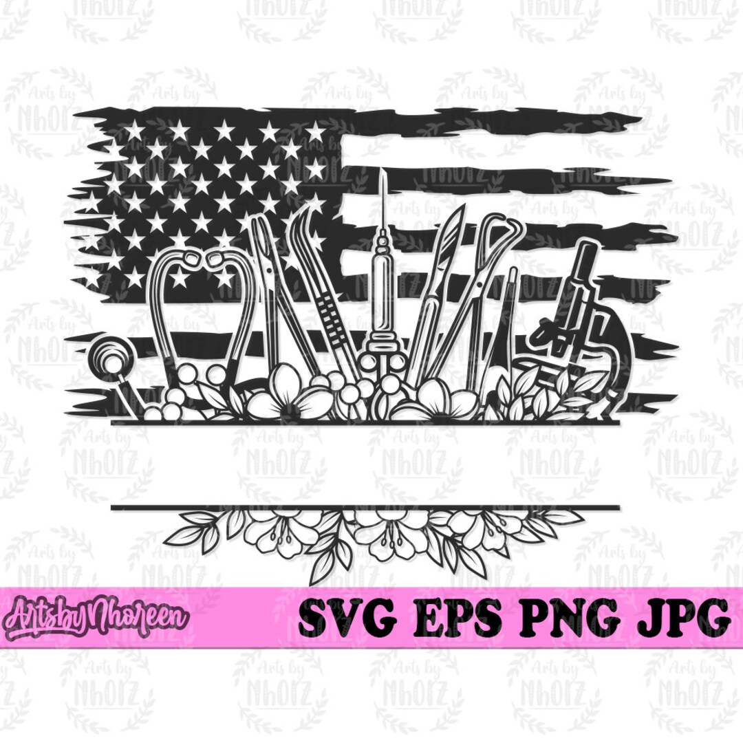 US Doctor Floral Tools Svg | Medical Equipment Stencil | Operating Room ...