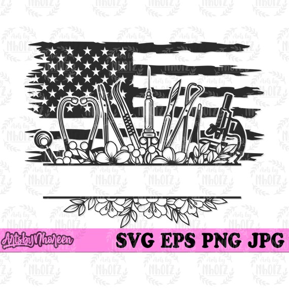 US Doctor Floral Tools Svg Medical Equipment Stencil - Etsy