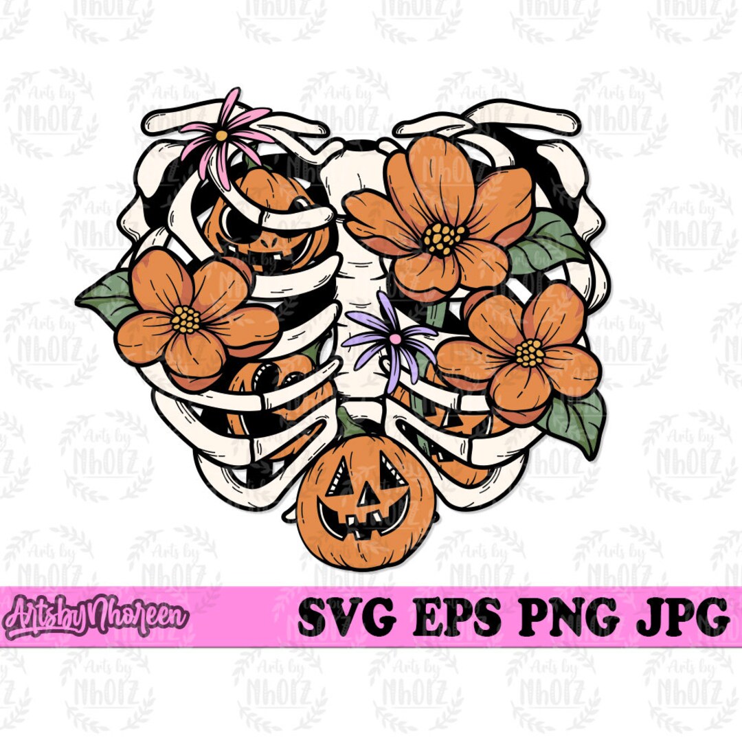 Rib Cage Halloween Svg, Fall Skeleton Ribs Clipart, Pumpkin Ribcage Cut ...