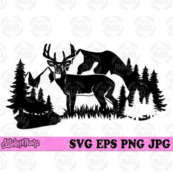 Mountain Deer Scene Svg Camping Scene Svg Camp Life Svg - Etsy
