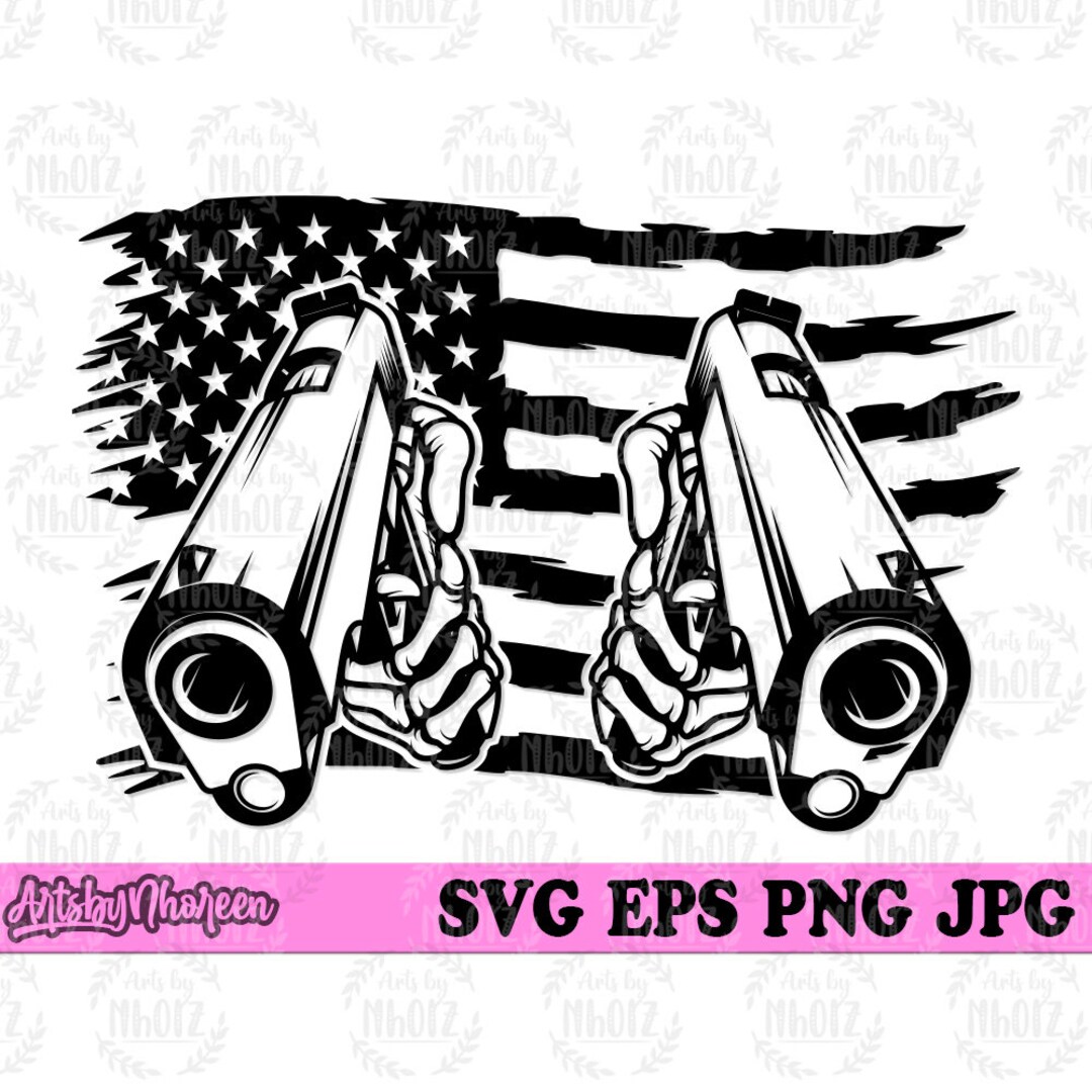 US Skeleton Hand Gun Svg, 2nd Amendment Clipart, Gun Owner Shirt Cut ...