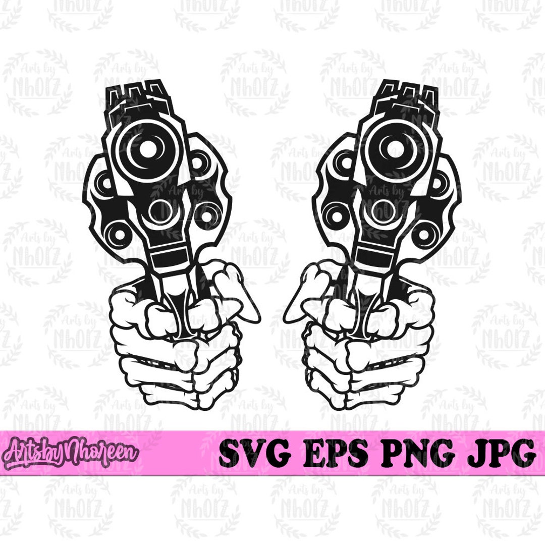Skeleton Hands With 2 Guns Svg, Fire Shooting Range Jpeg Clipart, Hand ...