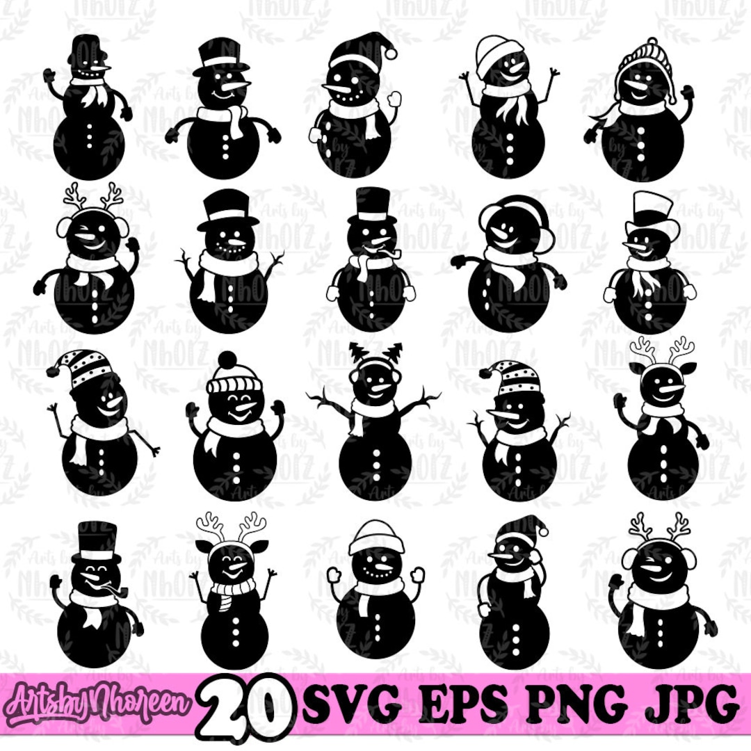 20 Snowman SVG Bundle Merry Christmas Stencil Cute Snowmen Cutfile ...