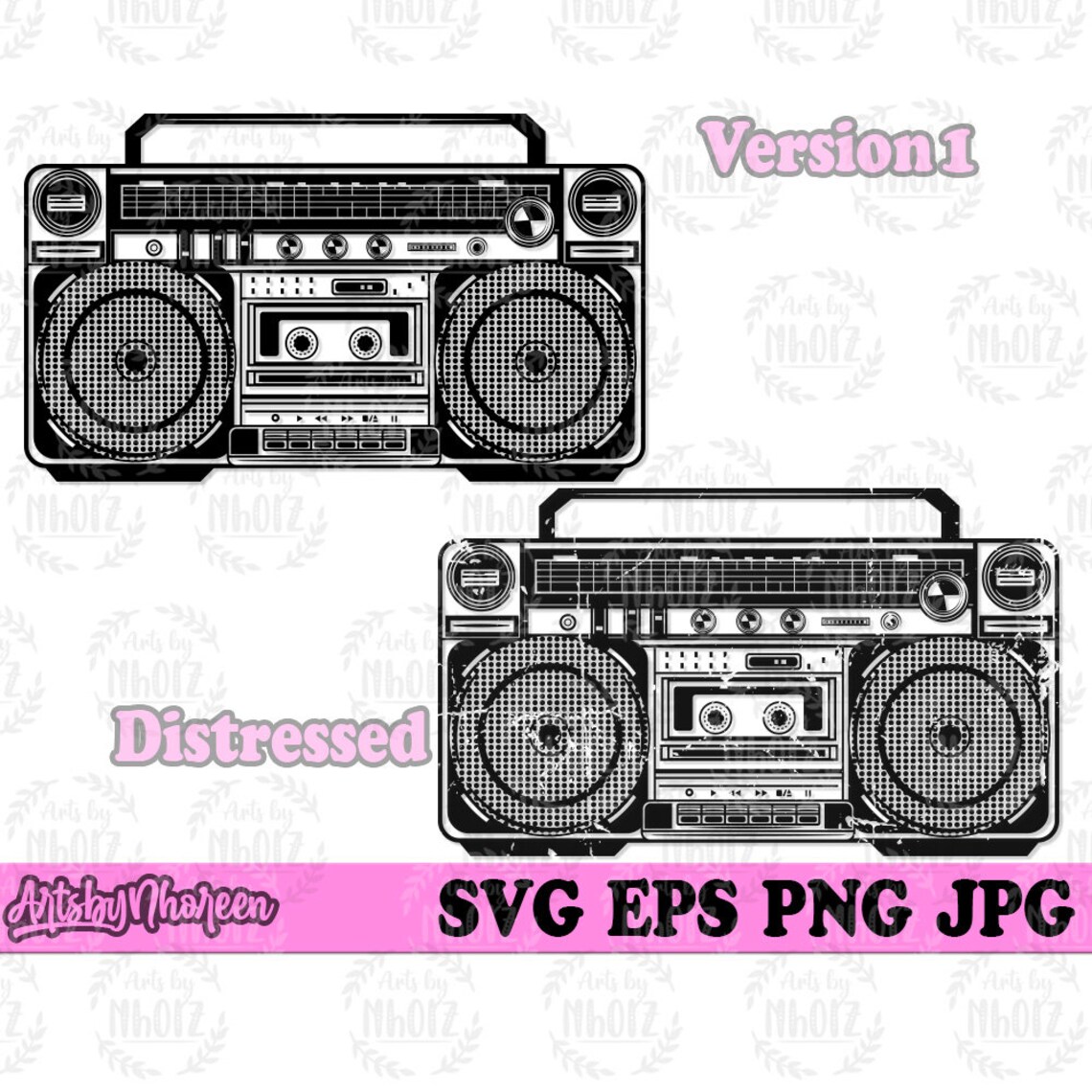 Boom Box Svg Retro Clipart Cassette Tape Stencil Vintage - Etsy