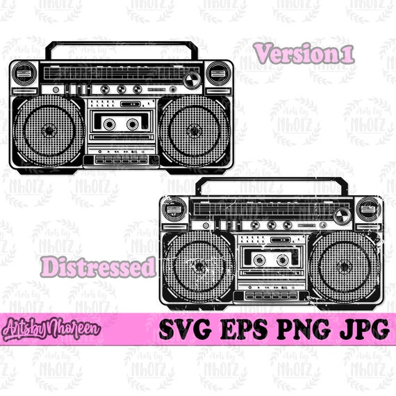 Boom Box Svg Retro Clipart Cassette Tape Stencil Vintage - Etsy