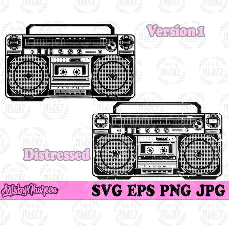 Boom Box Svg Retro Clipart Cassette Tape Stencil Vintage - Etsy