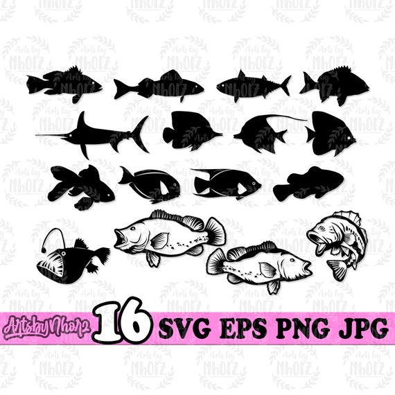 16 Fishes SVG Bundle Fishes Svg Fishing Svg Fish Clipart - Etsy Ireland