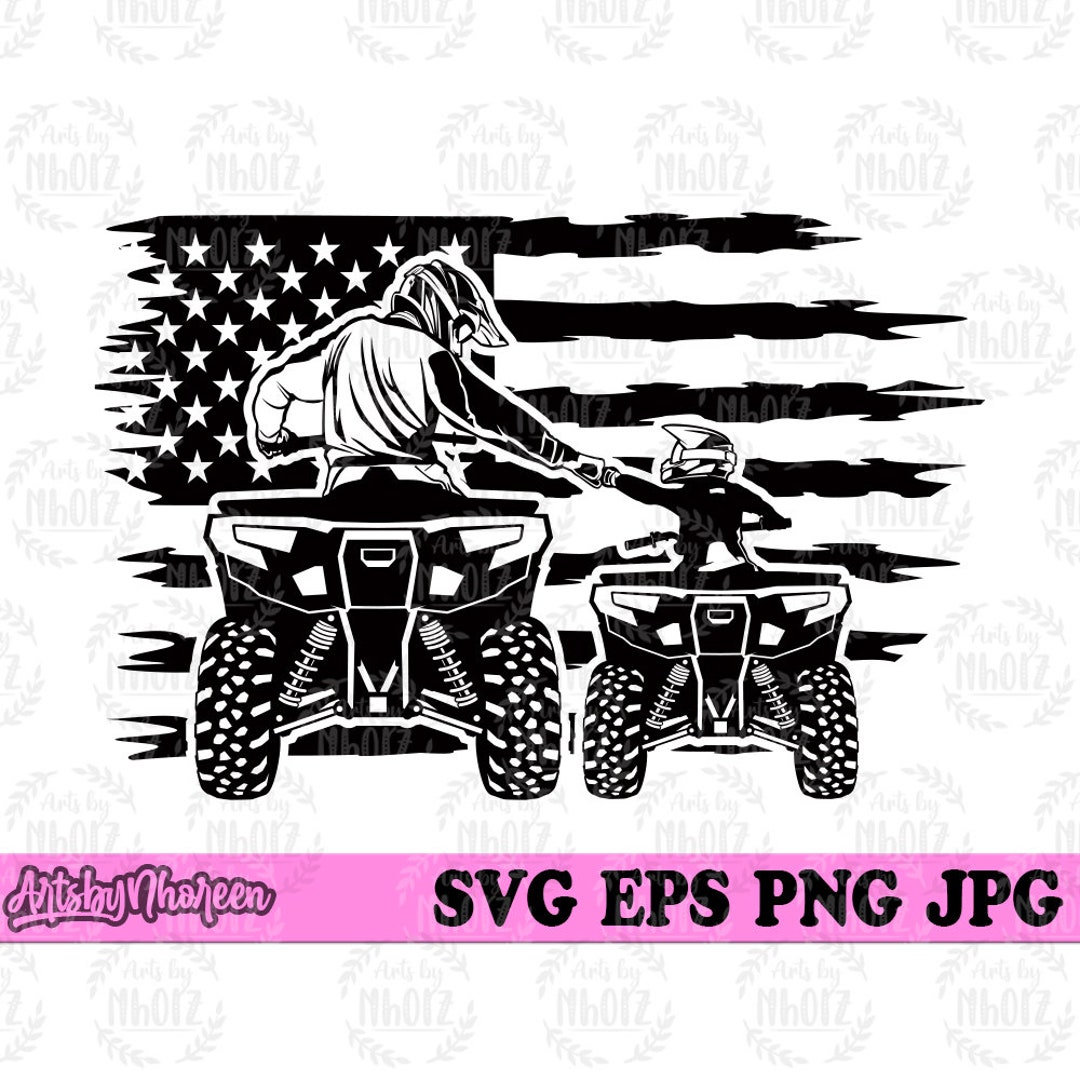 US Father and Son ATV Svg, Atv Rid Svg, Like Father Like Son Svg, Atv ...