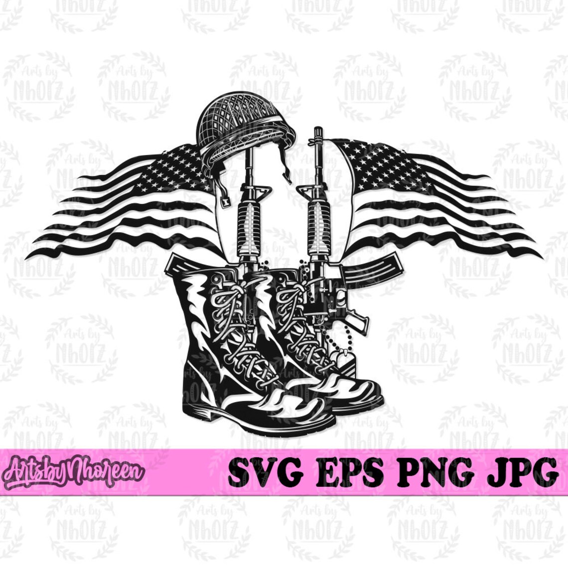 US Military Boots & Flag Svg, Soldier Combat Shoes Cut File, Patriotic ...