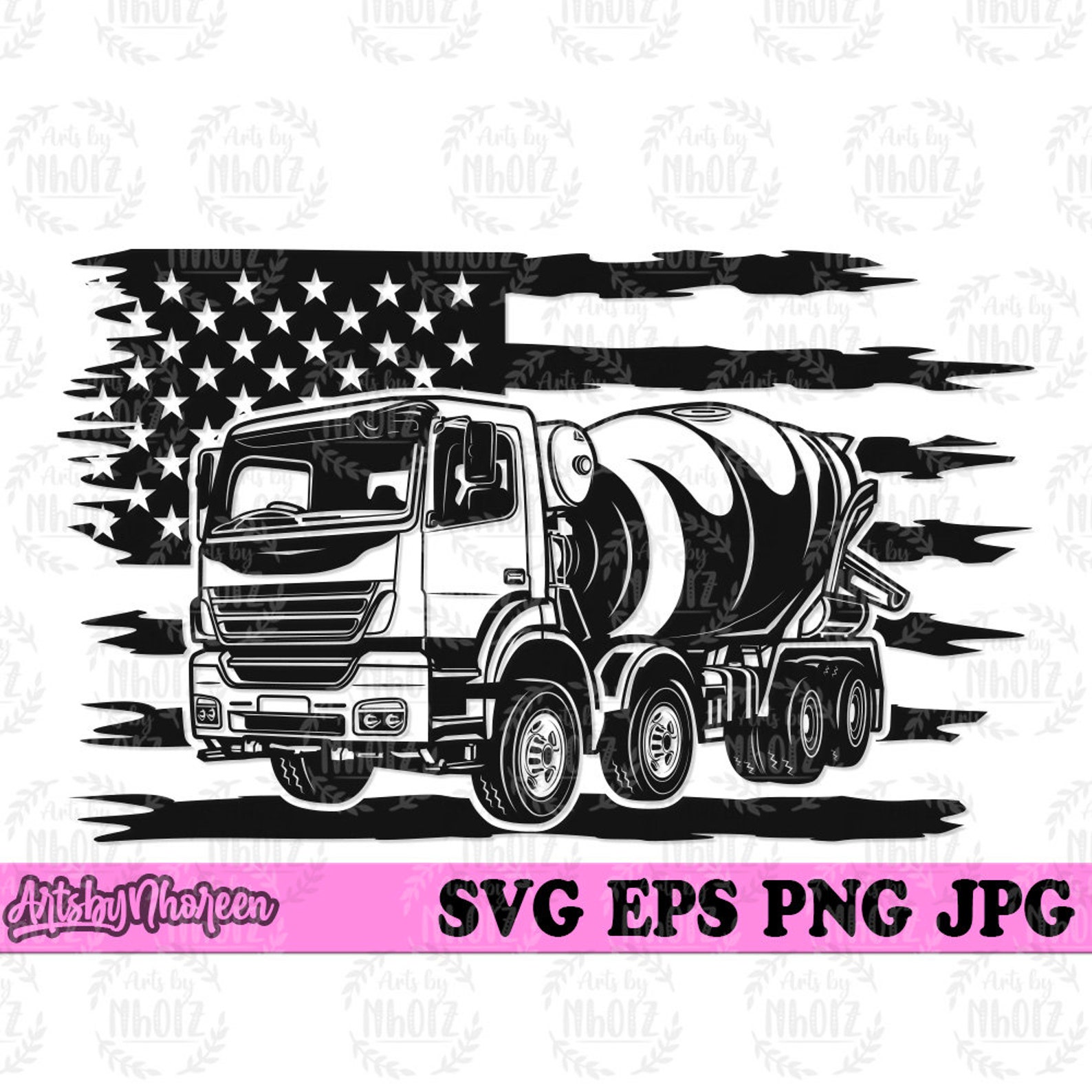 US Cement Mixer Svg, Heavy Equipment Clipart, Contractor Dad Gift Idea ...