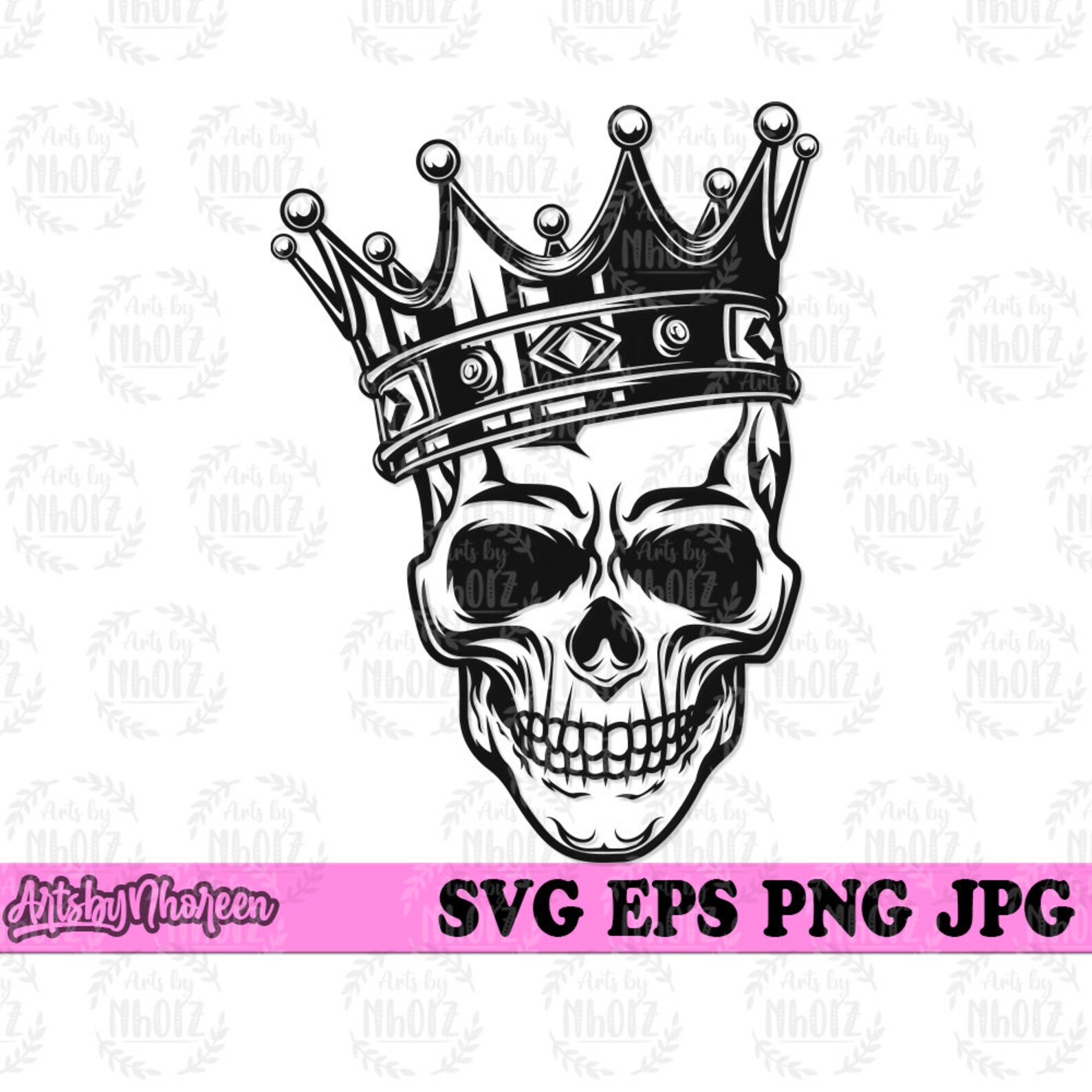 King Skull Crown Svg Skeleton Leader Clipart Royal Highness - Etsy