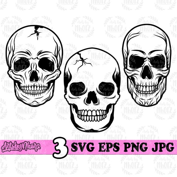 3 Skulls SVG Bundle Skull Png Skull Clipart Skull Shirt | Etsy