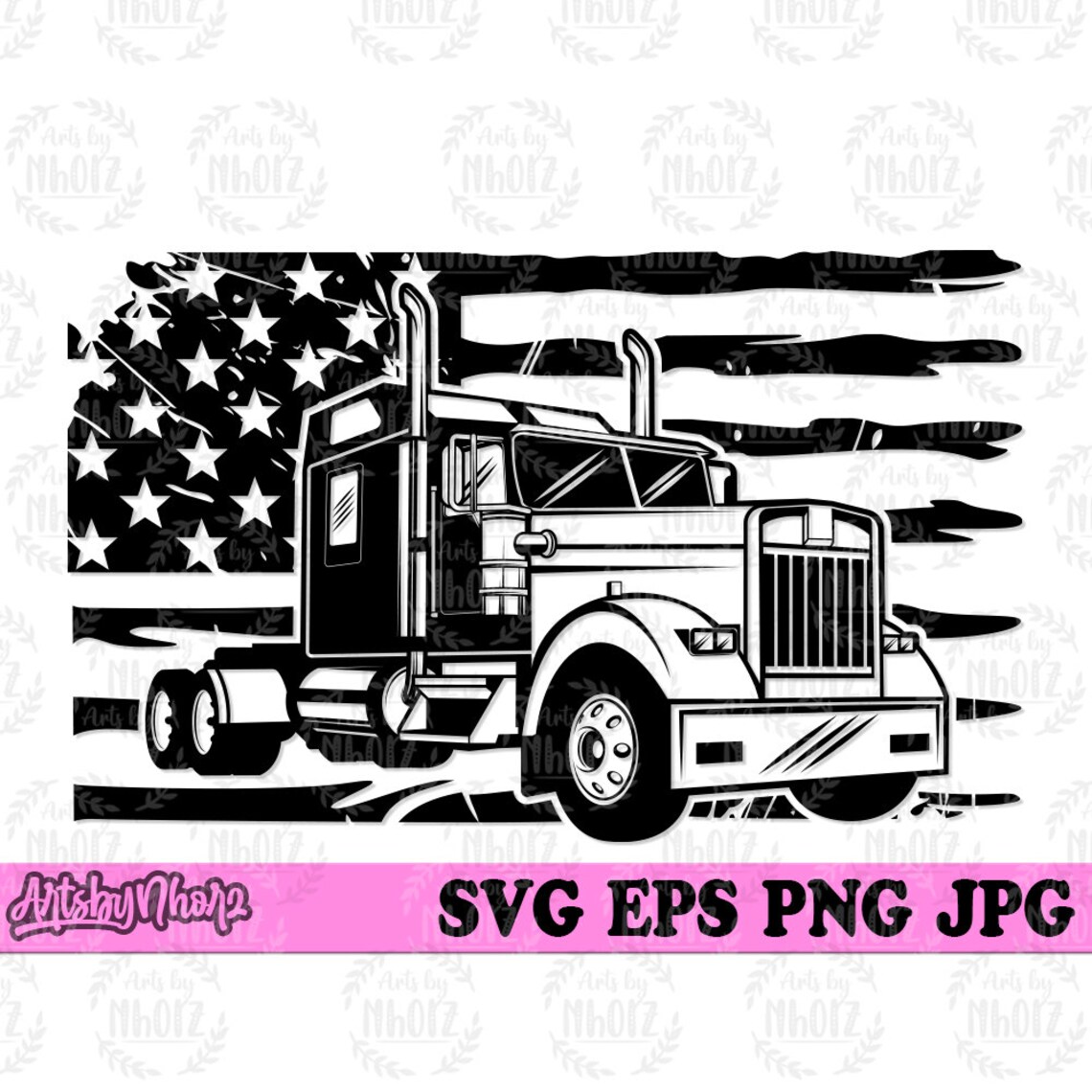 US Semi Truck Svg, Semi Truck Cutfile, US Semi Truck Png, Semi Truck ...