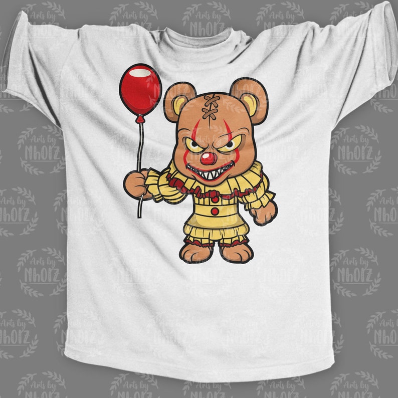 Teddy Evil Clown Svg Scary Teddy With Red Balloon Clipart - Etsy