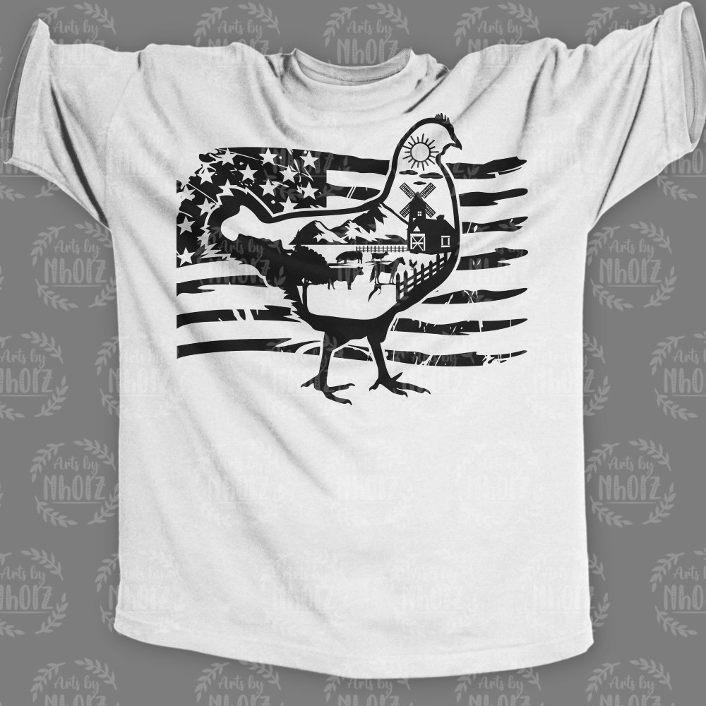 US Chicken Farm Scene Svg, Chicken Clipart, Farming Shirt Png, Farmer ...