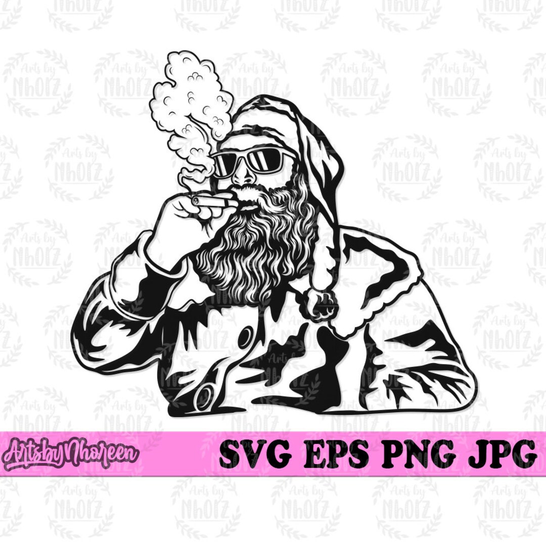 Cool Santa Smoking Cigar Svg, Christmas Shirt Png, Santa Claus Cut File ...