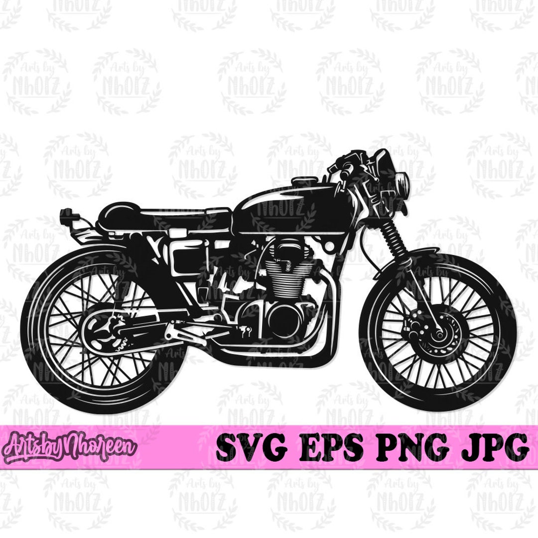 Cafe Racer Motorbike Svg, Motorcycle Clipart, Sports Biker Cut File ...
