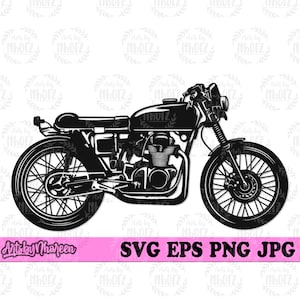 Cafe Racer Motorbike Svg, Motorcycle Clipart, Sports Biker Cut File ...