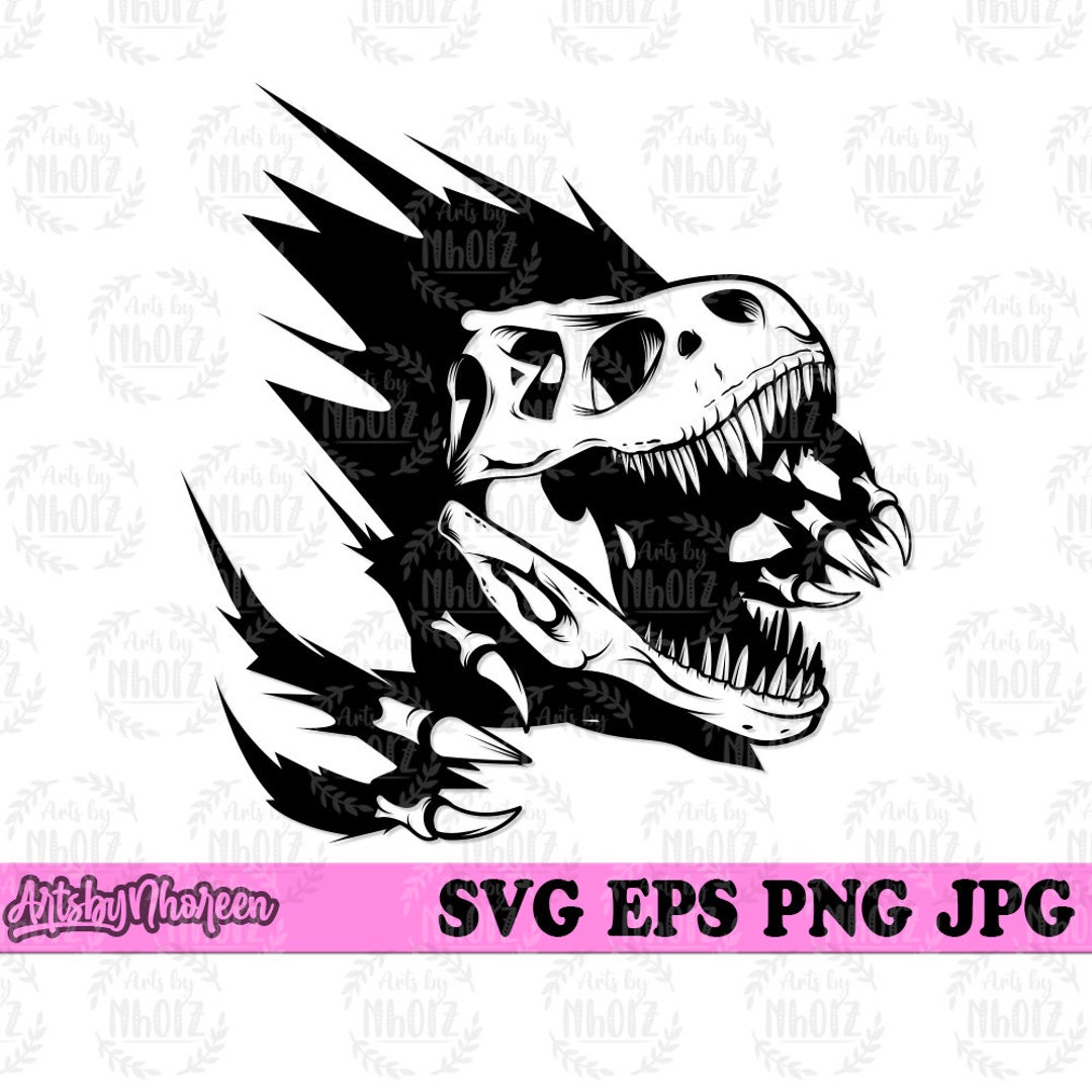 T-rex Scratch Skull Claw Svg, Tyrannosaurus Cut File, Cute Dino Shirt ...